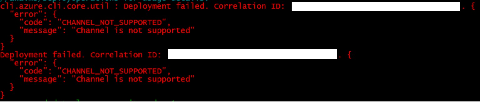 Directline / Web Chatbot - Generated ARM Template adds Channels which cause an error when ...