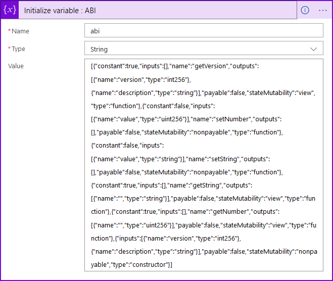 Logic App: Unable to use dynamic variables for "Execute smart contract function (incurring gas ...