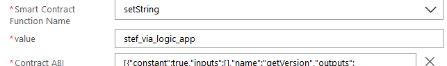 Logic App: Unable to use dynamic variables for "Execute smart contract function (incurring gas ...