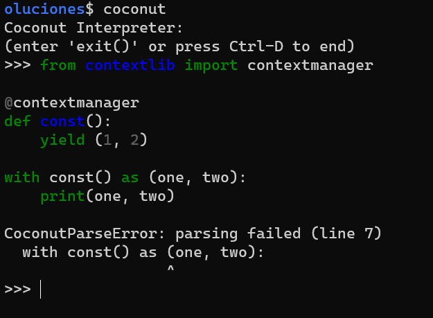 Vanilla python tuple destructuring does not work for the return value of context managers ...