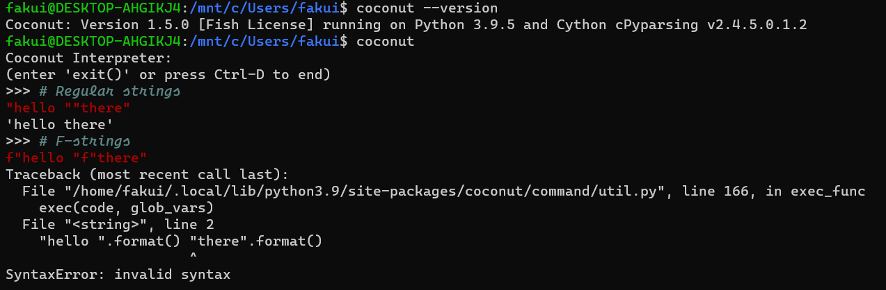 Automatic concatenation of ``f-string``s not working properly · Issue #592 · evhub/coconut · GitHub