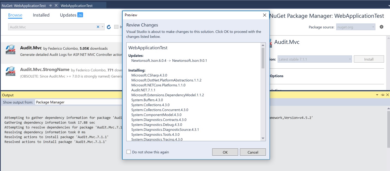 Unwanted dependencies · Issue #59 · thepirat000/Audit.NET · GitHub