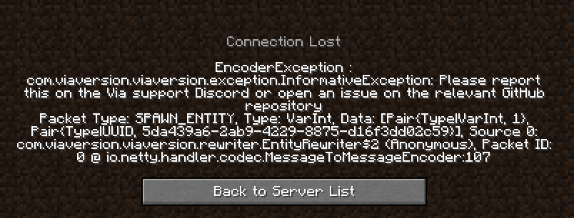 disconnected with Encoder Exception · Issue #3188 · ViaVersion/ViaVersion · GitHub