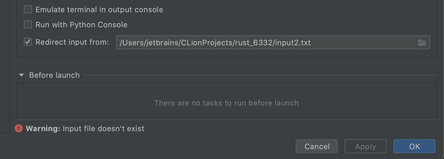 Add sanity check for missing input file · Issue #6644 · intellij-rust/intellij-rust · GitHub