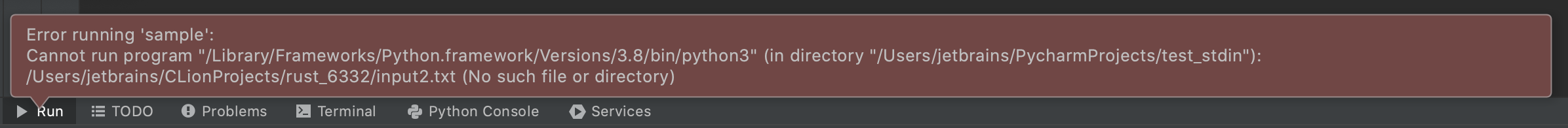 Add sanity check for missing input file · Issue #6644 · intellij-rust/intellij-rust · GitHub