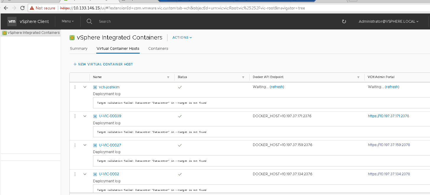 Expanding VCH fails with "Target validation failed: Datacenter "Datacenter" in --target is not ...