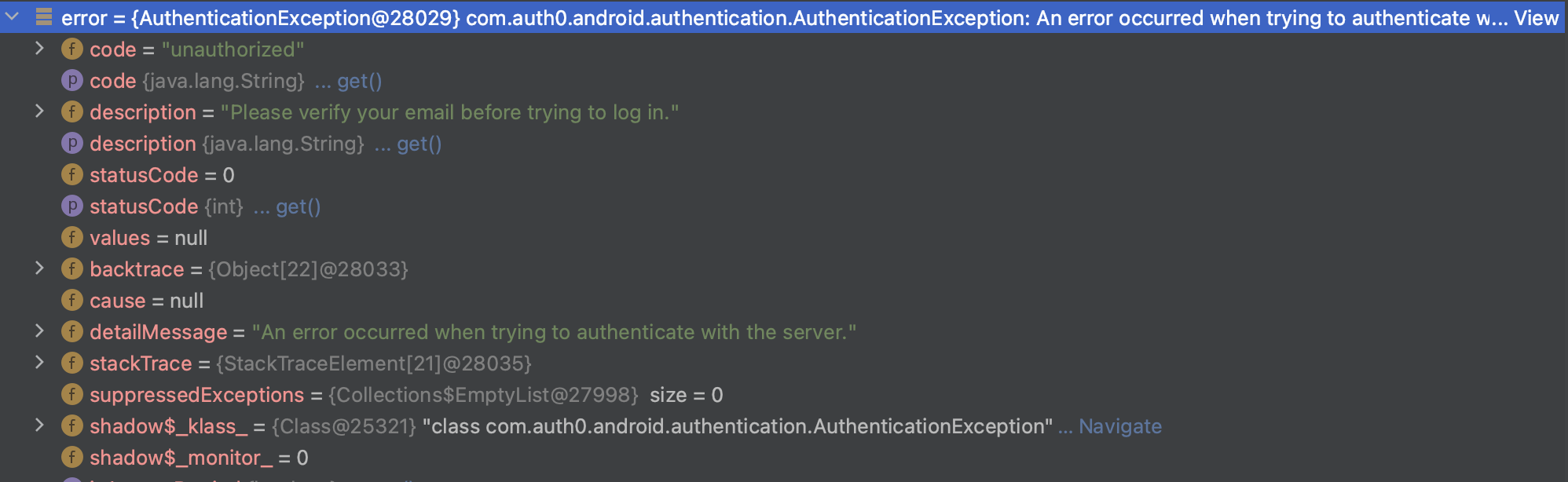UnauthorizedError doesn't provide error message for android. · Issue #749 · auth0/react-native ...