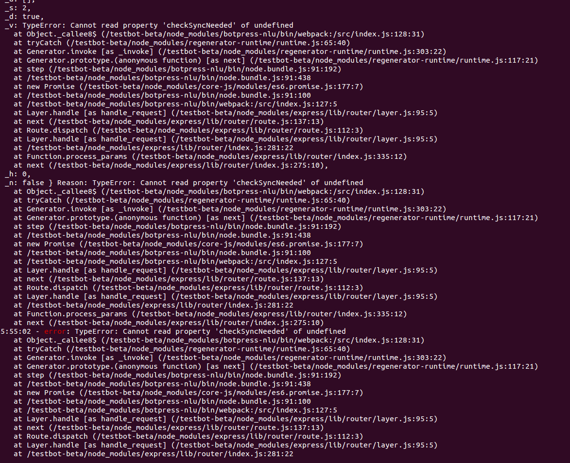 botpress-nlu: Cannot read property 'checkSyncNeeded' of undefined · Issue #269 · botpress/v12 ...