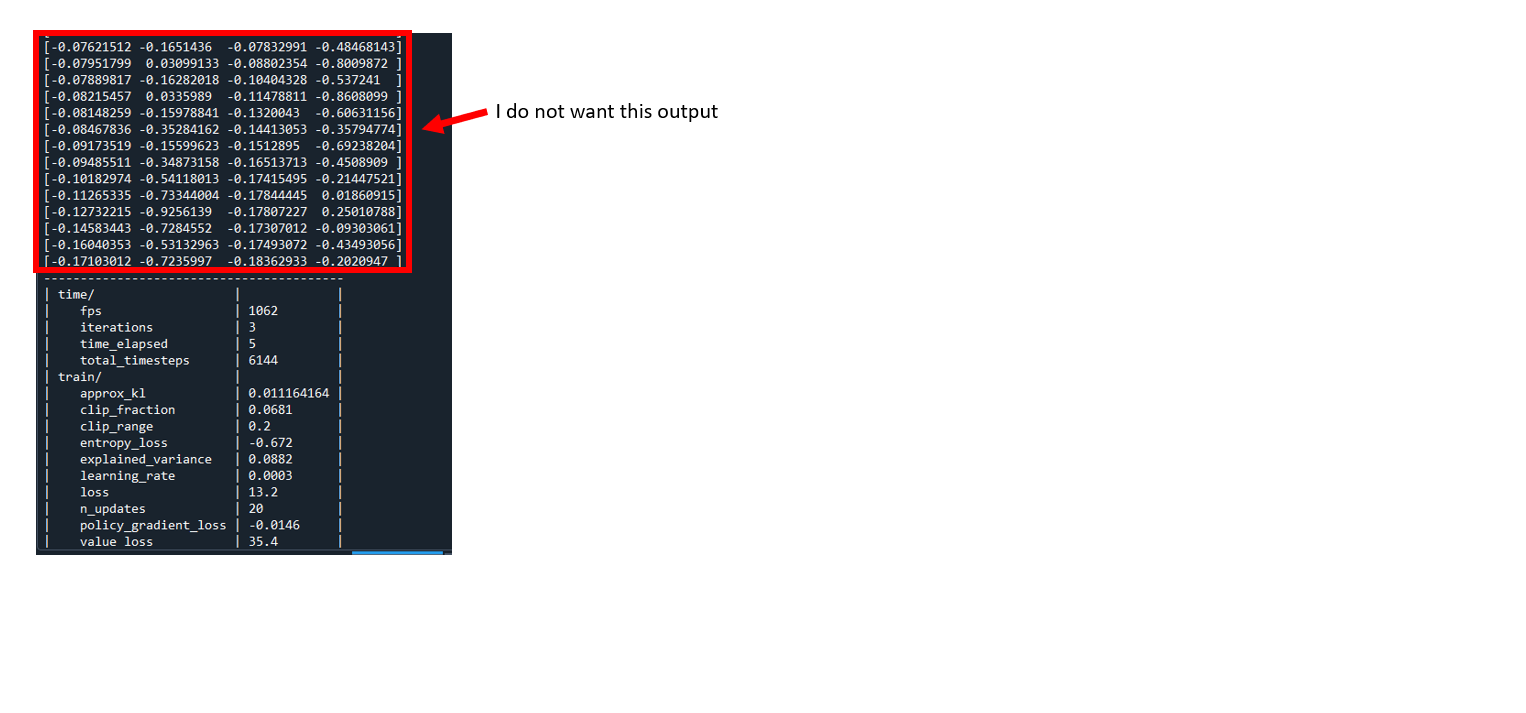 How to stop observations from being printed to terminal during learning. · Issue #1175 · DLR-RM ...