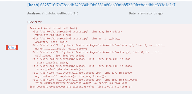 [bug] Virustotal Not Working · Issue 1082 · Thehive Project Cortex Analyzers · Github