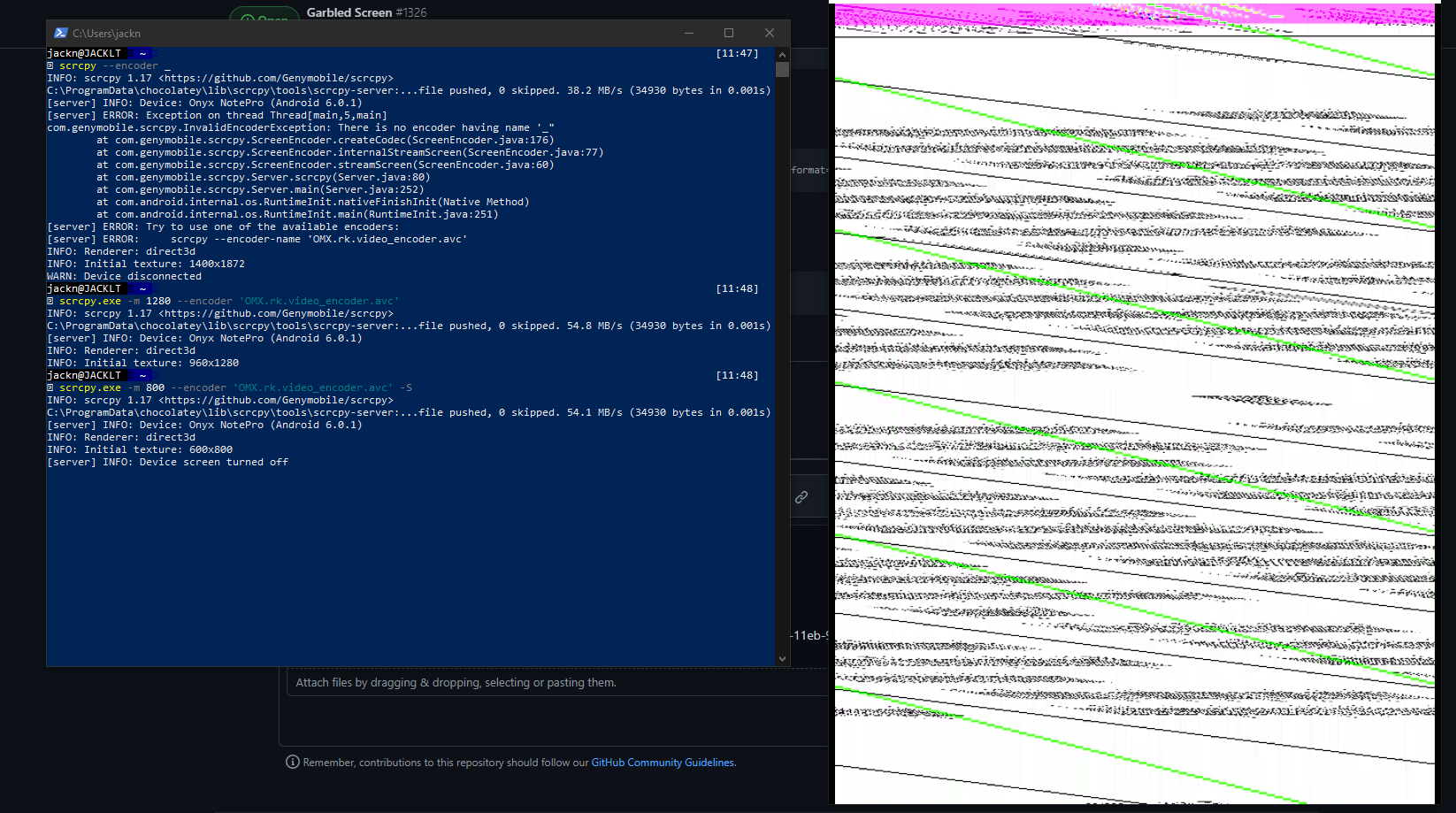 Garbled Screen · Issue #1326 · Genymobile/scrcpy · GitHub
