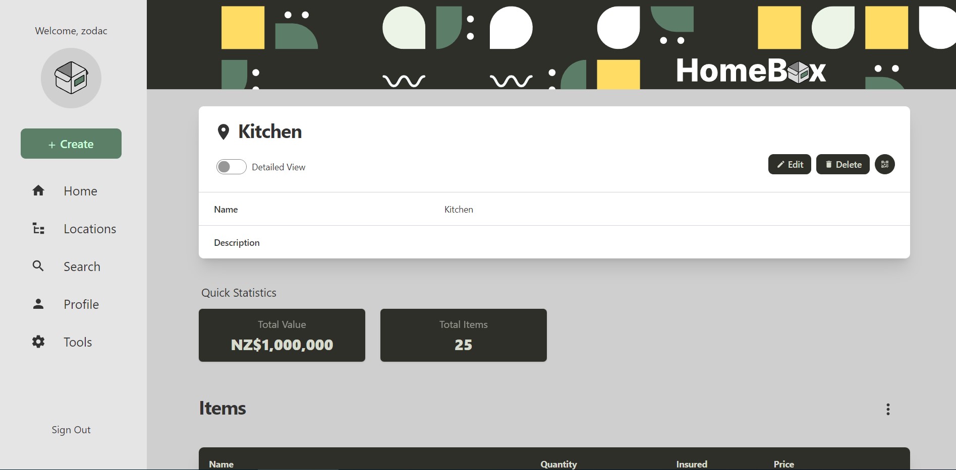 Include quick statistics per location in UI · Issue #419 · hay-kot/homebox · GitHub