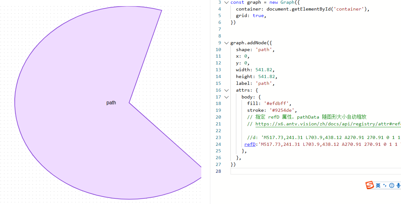 Path 画圆弧， 属性d 改为refD后，图形变形 · Issue #3909 · antvis/X6 · GitHub