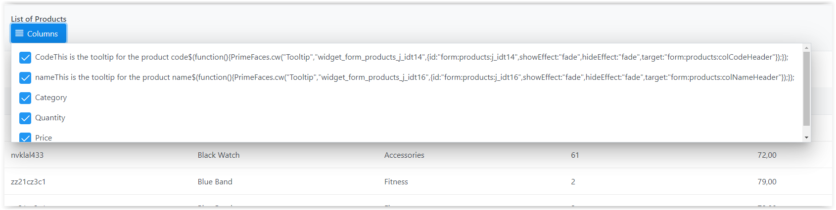 Columntoggler Shows Column Header Tooltip In Selection Box · Issue 10740 · Primefaces 