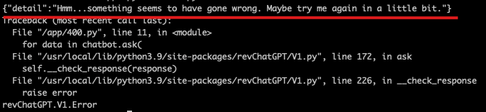 [Bug]: Error reported when using V1 · Issue #863 · acheong08/ChatGPT · GitHub