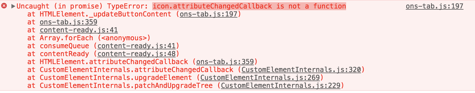 When initialize ons-tab occur an error:"icon.attributeChangedCallback is not a function" · Issue ...