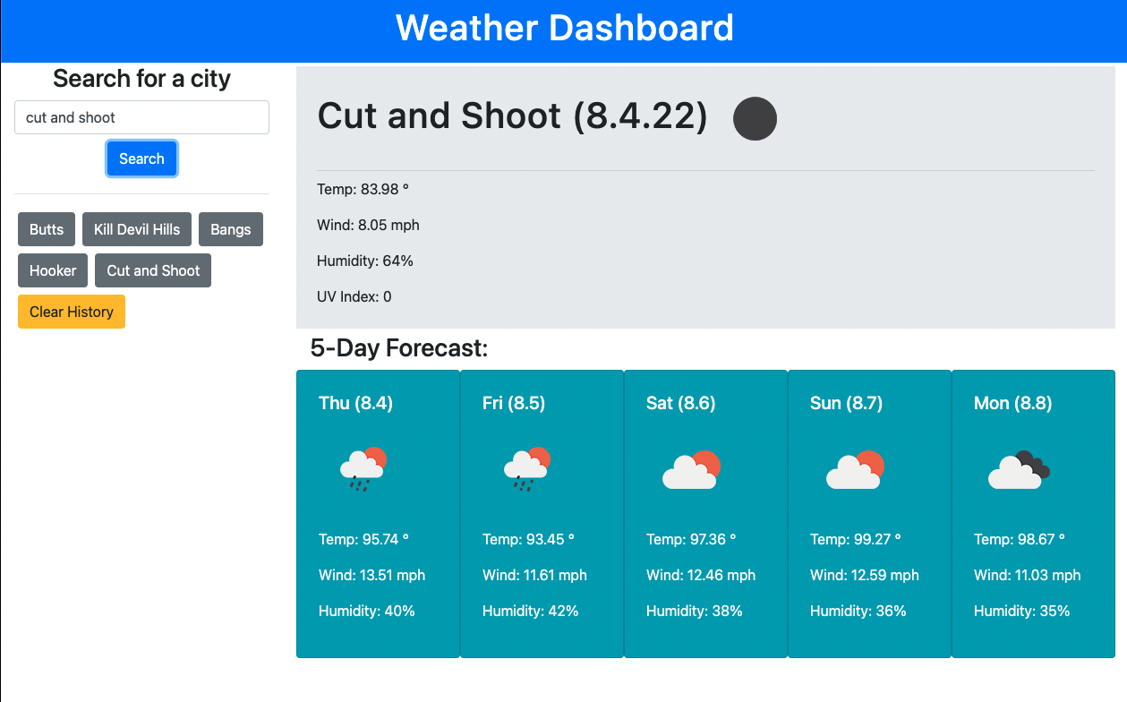 GitHub - treavorwills/weather-dashboard: An exercise in using APIs to ...