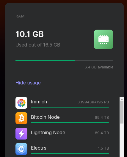 Weird numbers on per app RAM usage · Issue #1709 · getumbrel/umbrel · GitHub