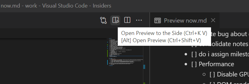 Keyboard shortcut for opening MD preview tab no longer work. · Issue ...