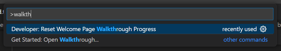 Getting Started: Reset Progress command doesn't exist? · Issue #166998 · microsoft/vscode · GitHub