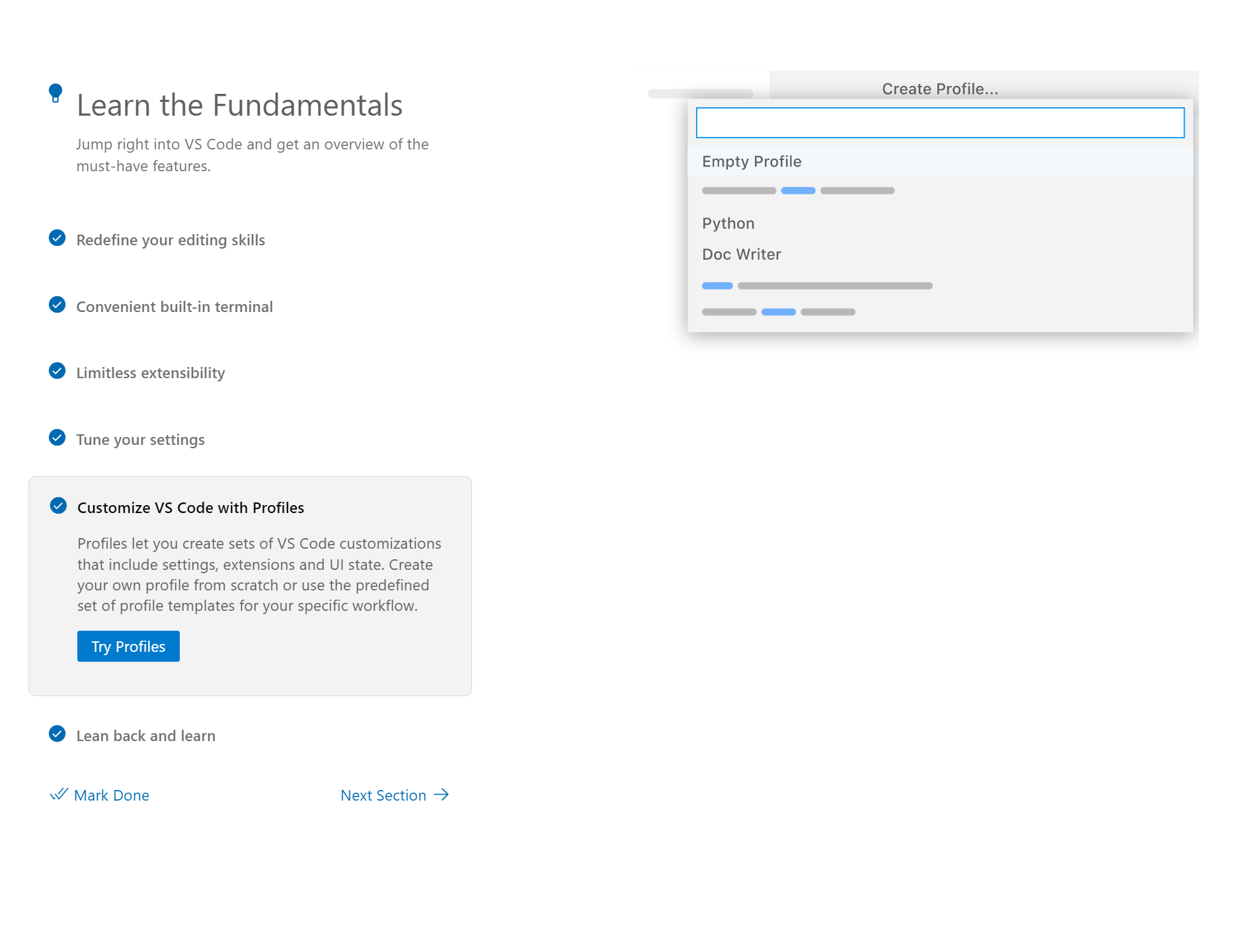 Consider adding Profile entry point in Getting Started · Issue #174495 · microsoft/vscode · GitHub