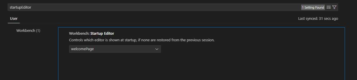 New Settings editor match performs worse for `workbench.startupEditor` when compared to Stable ...