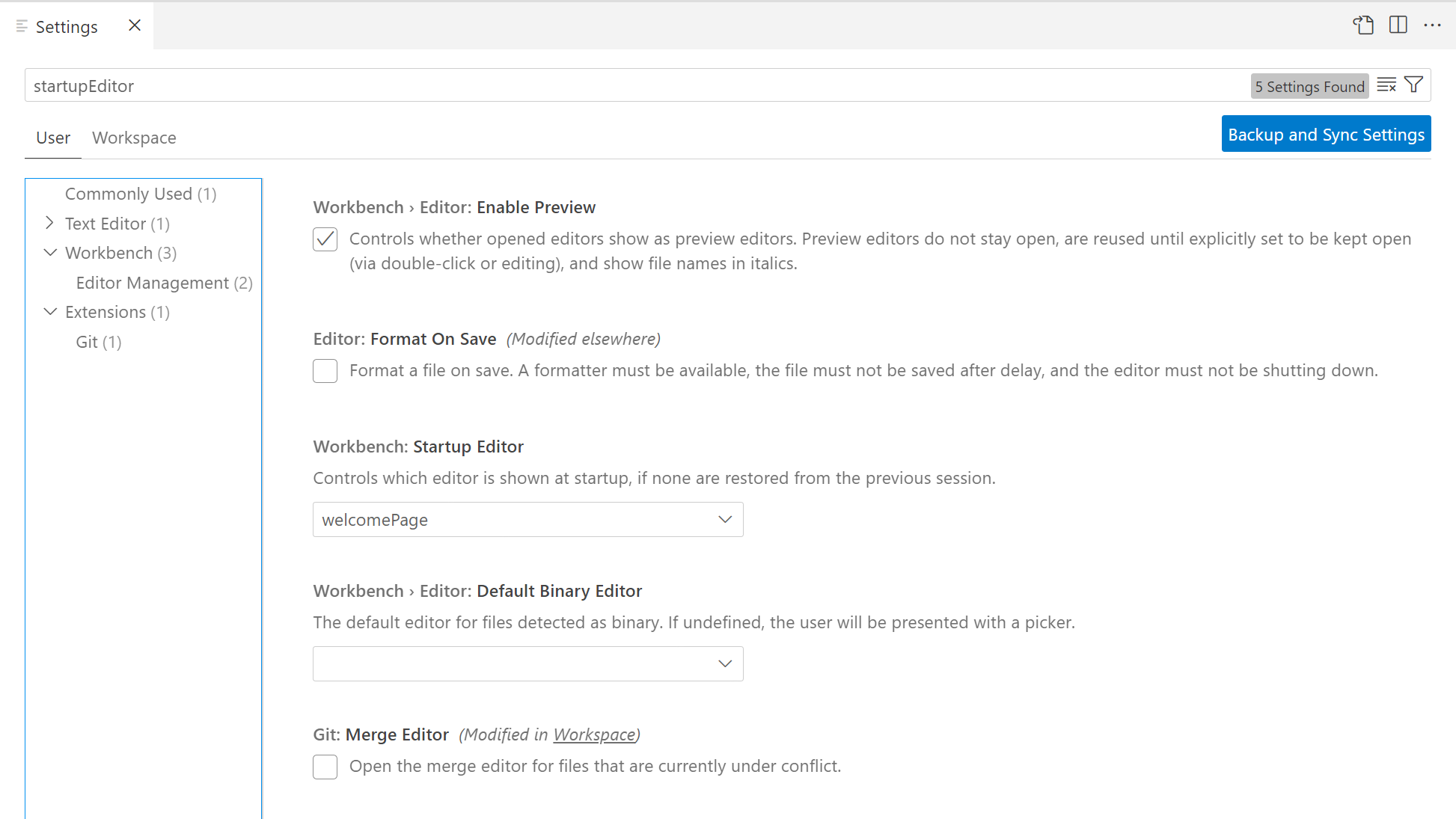 New Settings editor match performs worse for `workbench.startupEditor` when compared to Stable ...