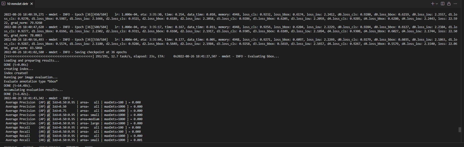 training everything good, validing mAP 0 · Issue #8645 · open-mmlab/mmdetection · GitHub