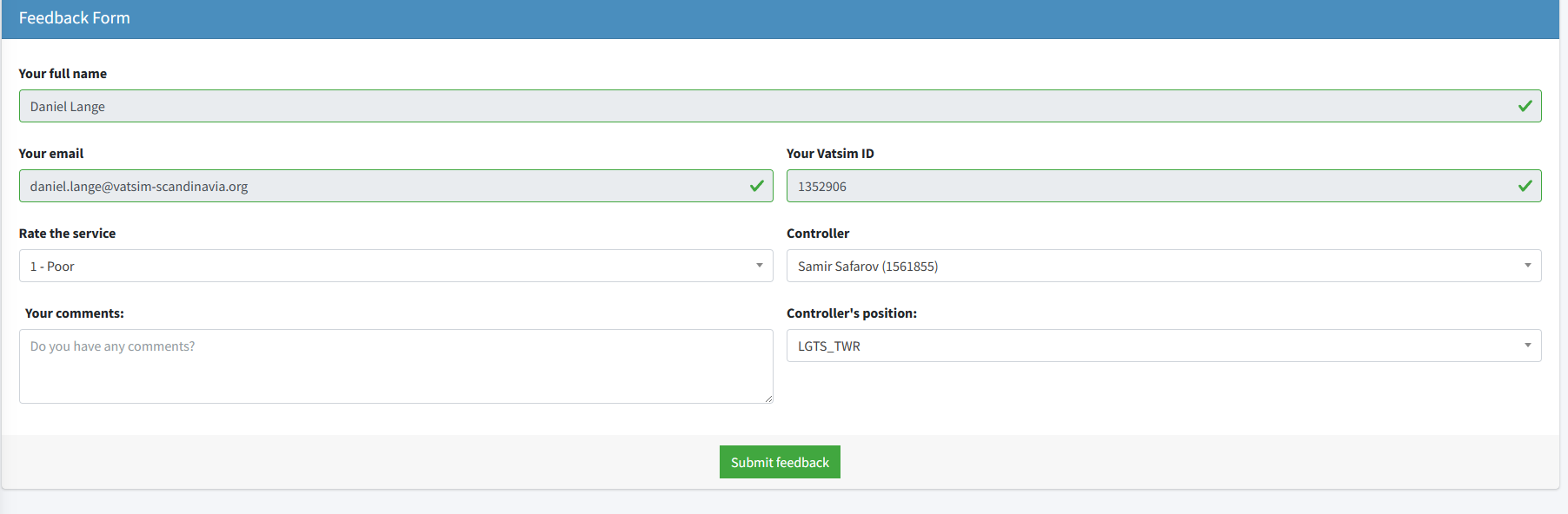 Controller Feedback · Issue #511 · Vatsim-Scandinavia/controlcenter · GitHub