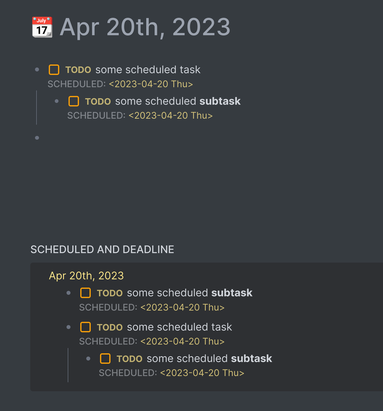 Subtask get duplicated in Scheduled and Deadline block · Issue #9179 ...