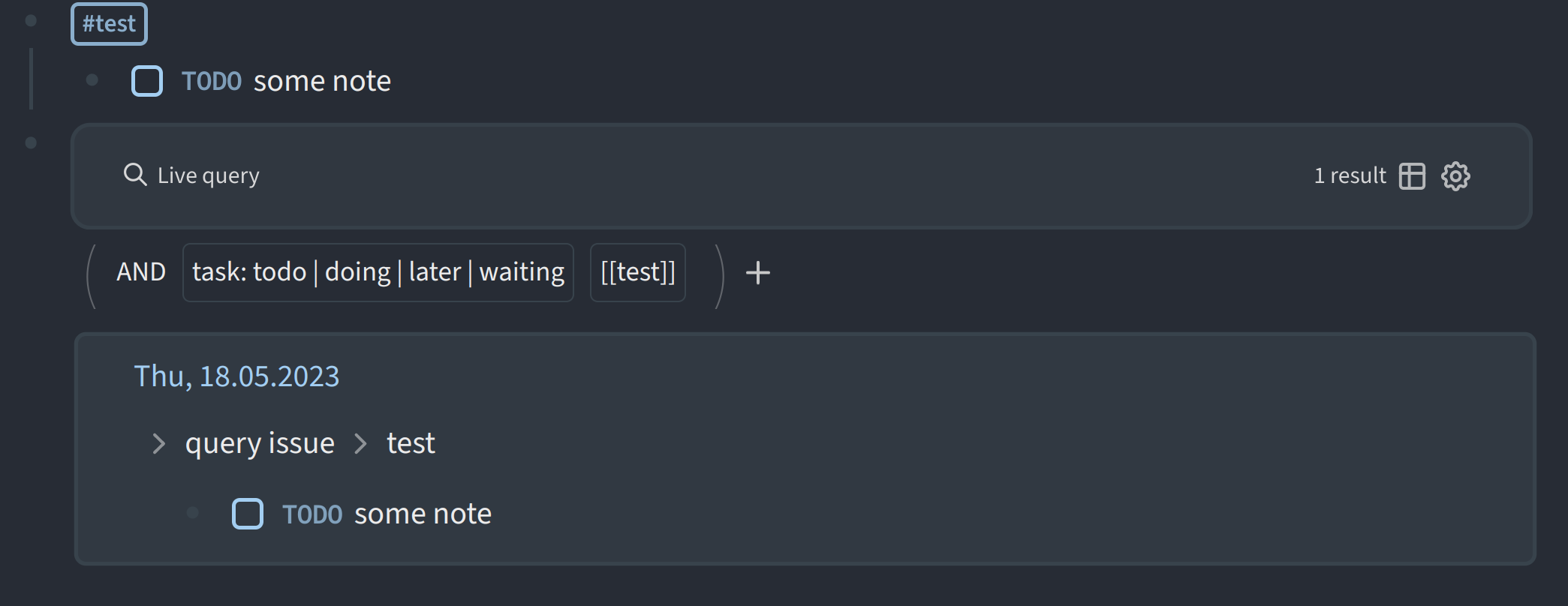 Block dissaper from query results if it was edited · Issue #9434 · logseq/logseq · GitHub