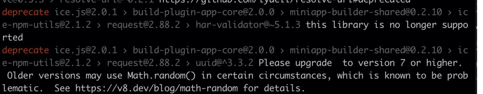 优化安装 icejs 依赖过程中的 deprecate 日志 · Issue #4746 · alibaba/ice · GitHub