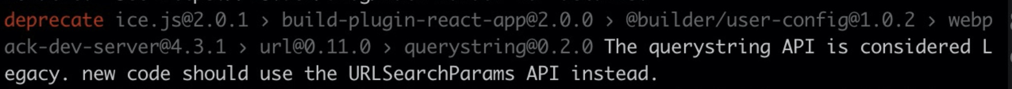 优化安装 icejs 依赖过程中的 deprecate 日志 · Issue #4746 · alibaba/ice · GitHub