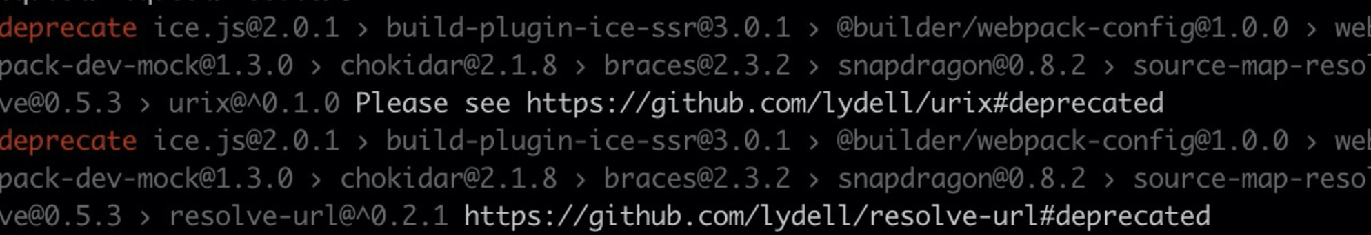 优化安装 icejs 依赖过程中的 deprecate 日志 · Issue #4746 · alibaba/ice · GitHub