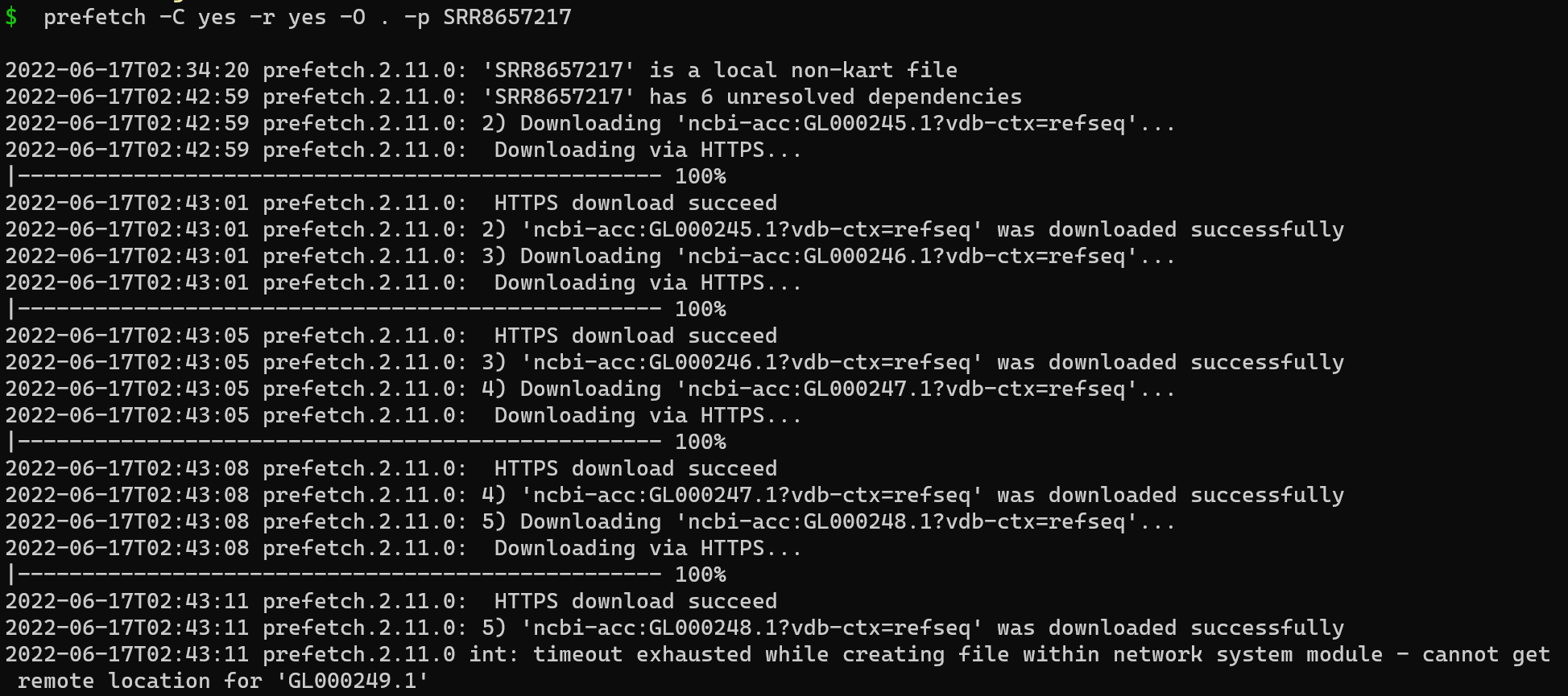 Prefetch V300 Timeout Exhausted While Creating File Within Network System Module · Issue 0678