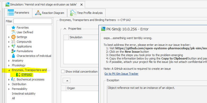 Cannot open enzyme/binding partner view in a converted simulation ...