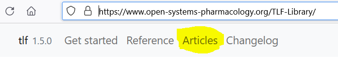Docu website: articles section · Issue #400 · Open-Systems-Pharmacology/TLF-Library · GitHub