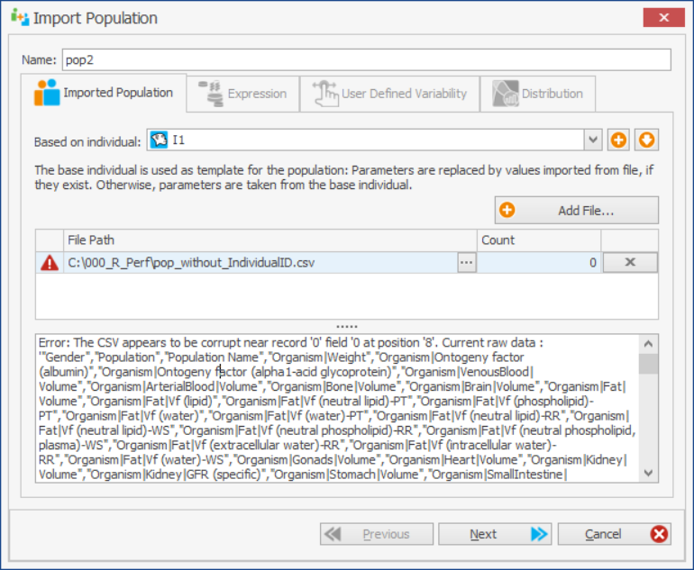 Unclear error message when loading population from file · Issue #822 · Open-Systems-Pharmacology ...