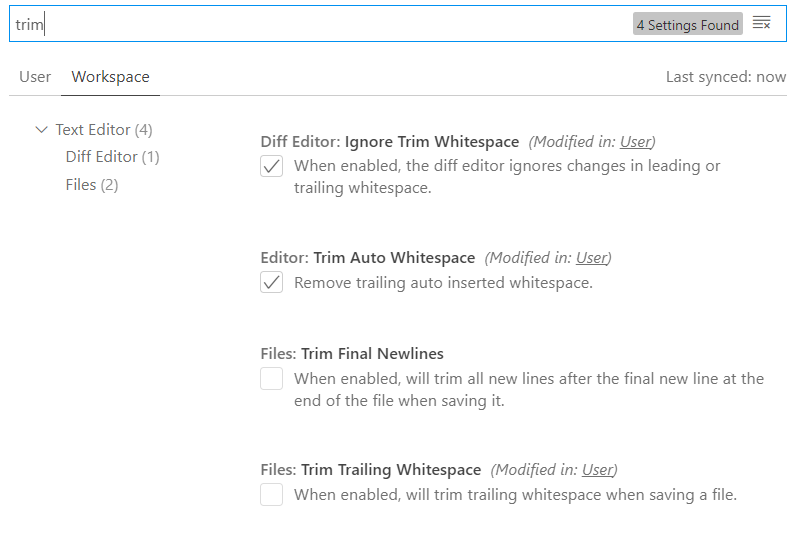 Files Trim Trailing Whitespace Cannot Be Disabled In A Workspace Using 