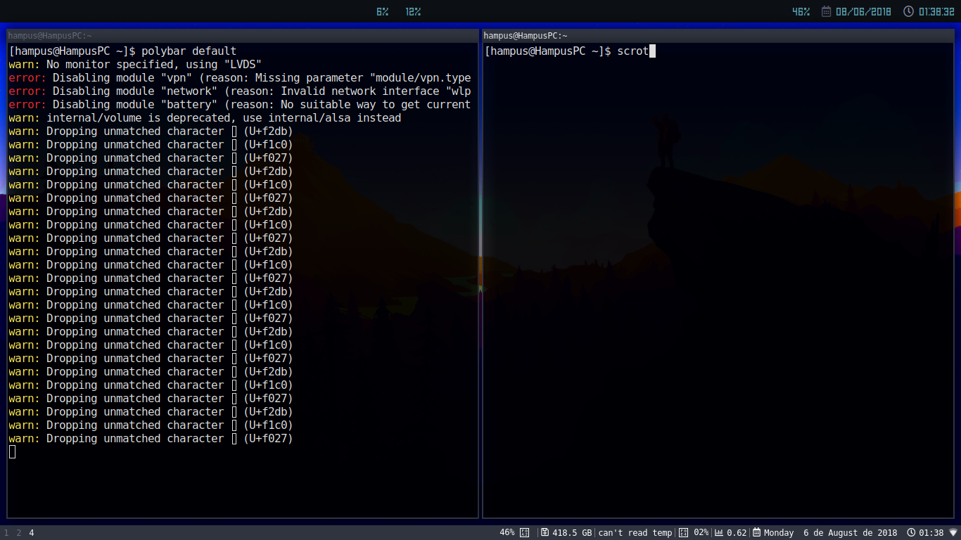 Dropped unmatched characters · Issue #1362 · polybar/polybar · GitHub