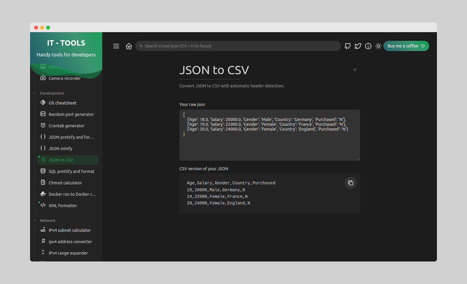 [NEW TOOL] JSON to CSV · Issue #441 · CorentinTh/it-tools · GitHub