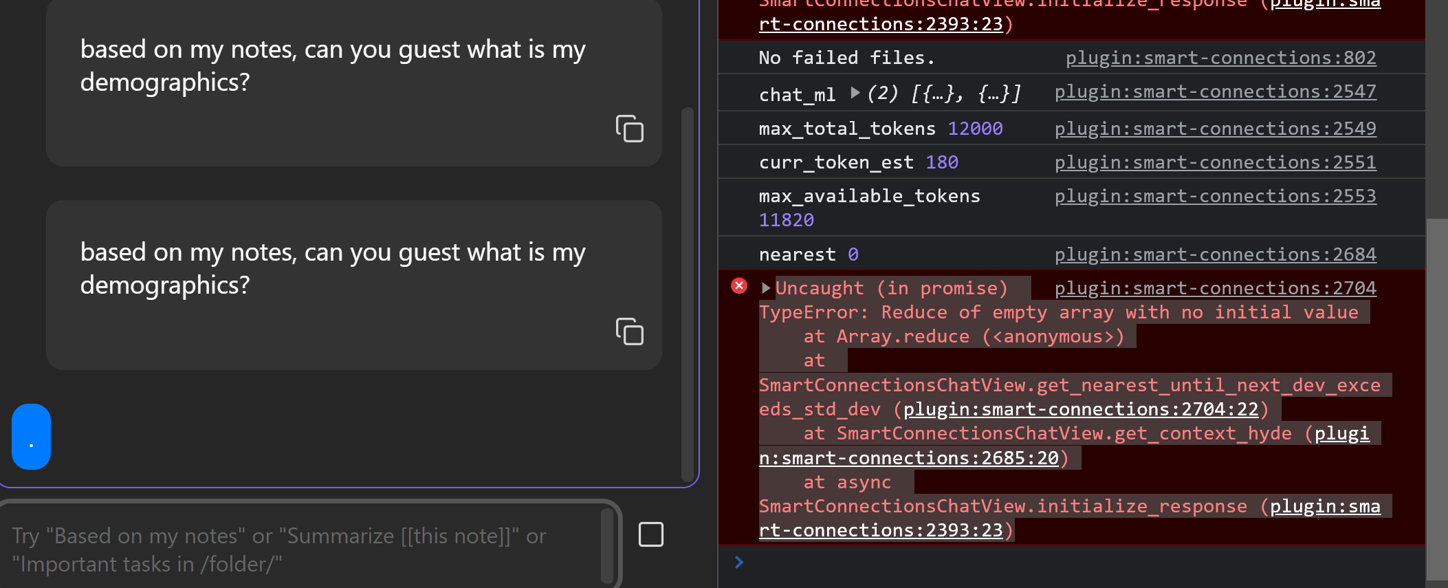 TypeError: empty array with no initial value · Issue #252 · brianpetro/obsidian-smart ...