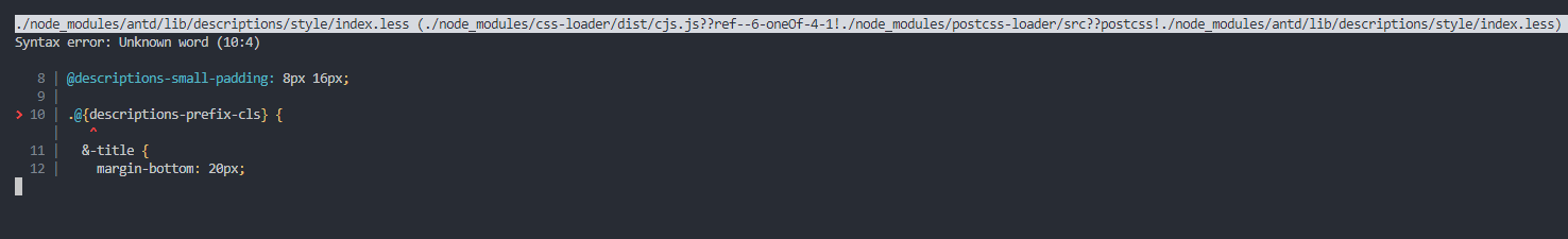 无法正确导入@import "~antd/dist/antd.less"; · Issue #19492 · ant-design/ant-design · GitHub