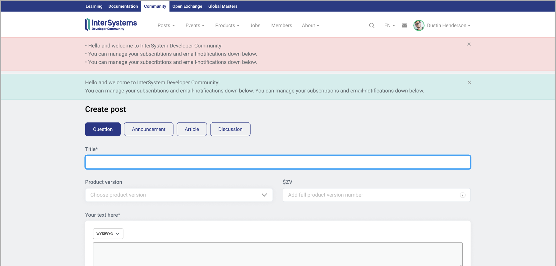 New design of notifications · Issue #715 · intersystems-community/developer-community · GitHub