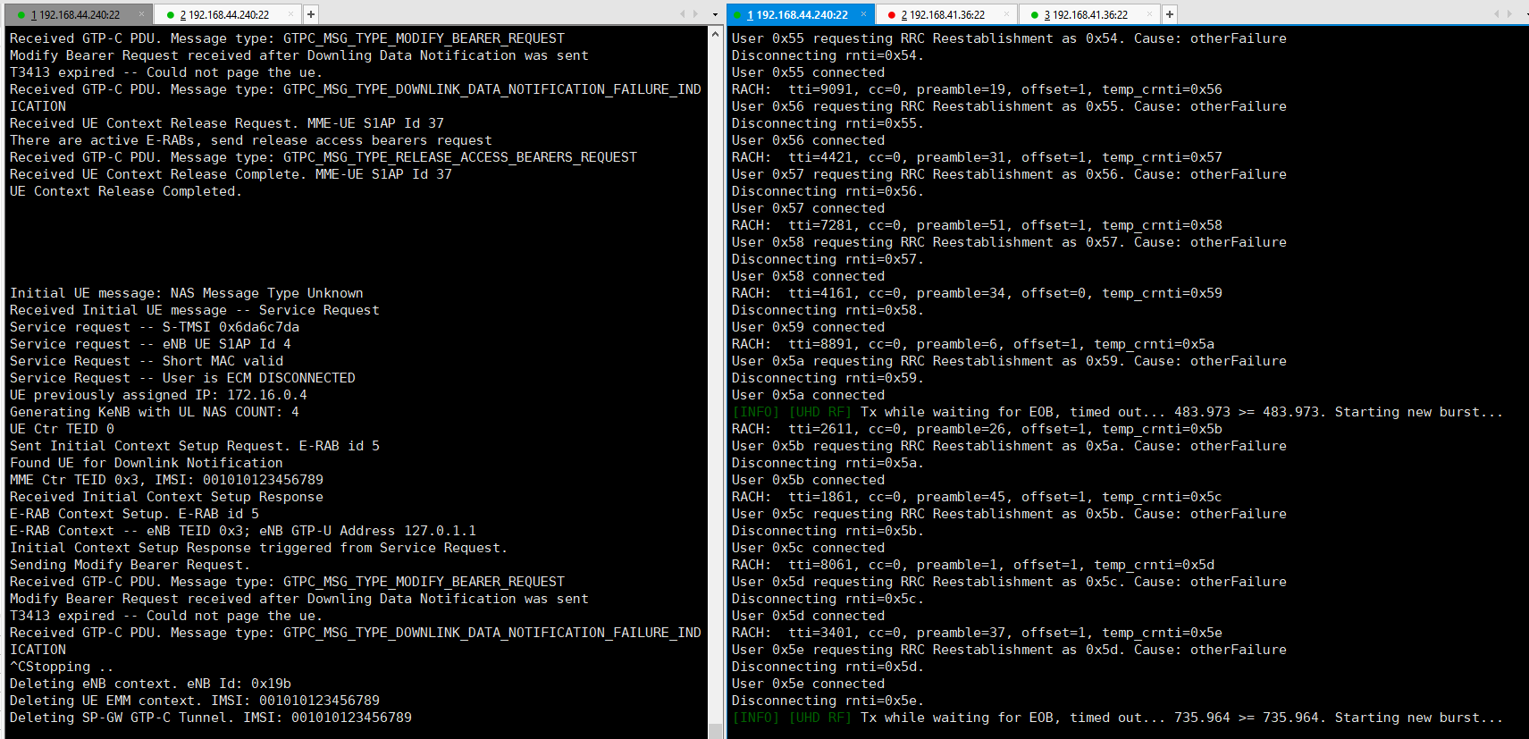 [RRC Reestablishment]User 0x48 requesting RRC Reestablishment as 0x47 ...