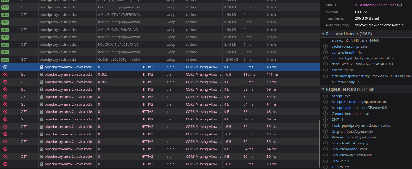 Some Videos Cause 500 Internal Server Error · Issue 1805 · Teampipedpiped · Github