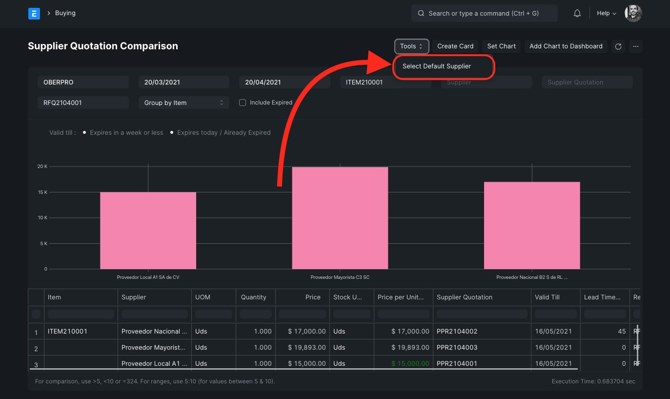V13 Supplier Quotation Comparison Tools Select Default Supplier · Issue 25414 · Frappe