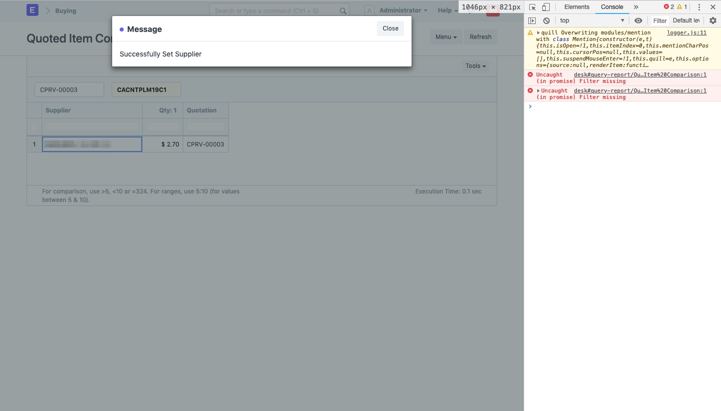 Select Default Supplier In Quoted Item Comparison V11 1 10 Not Working · Issue 16801 · Frappe
