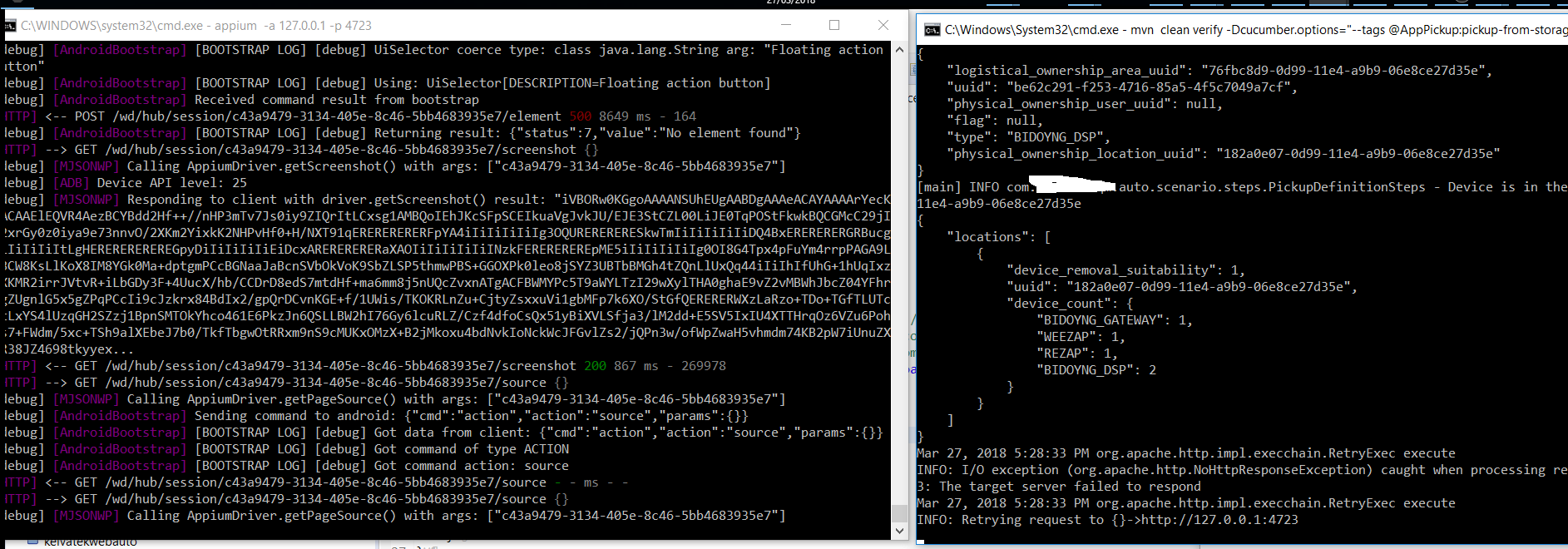 Appium Server Hangs Indefinitely When Finding An Element Fab Button