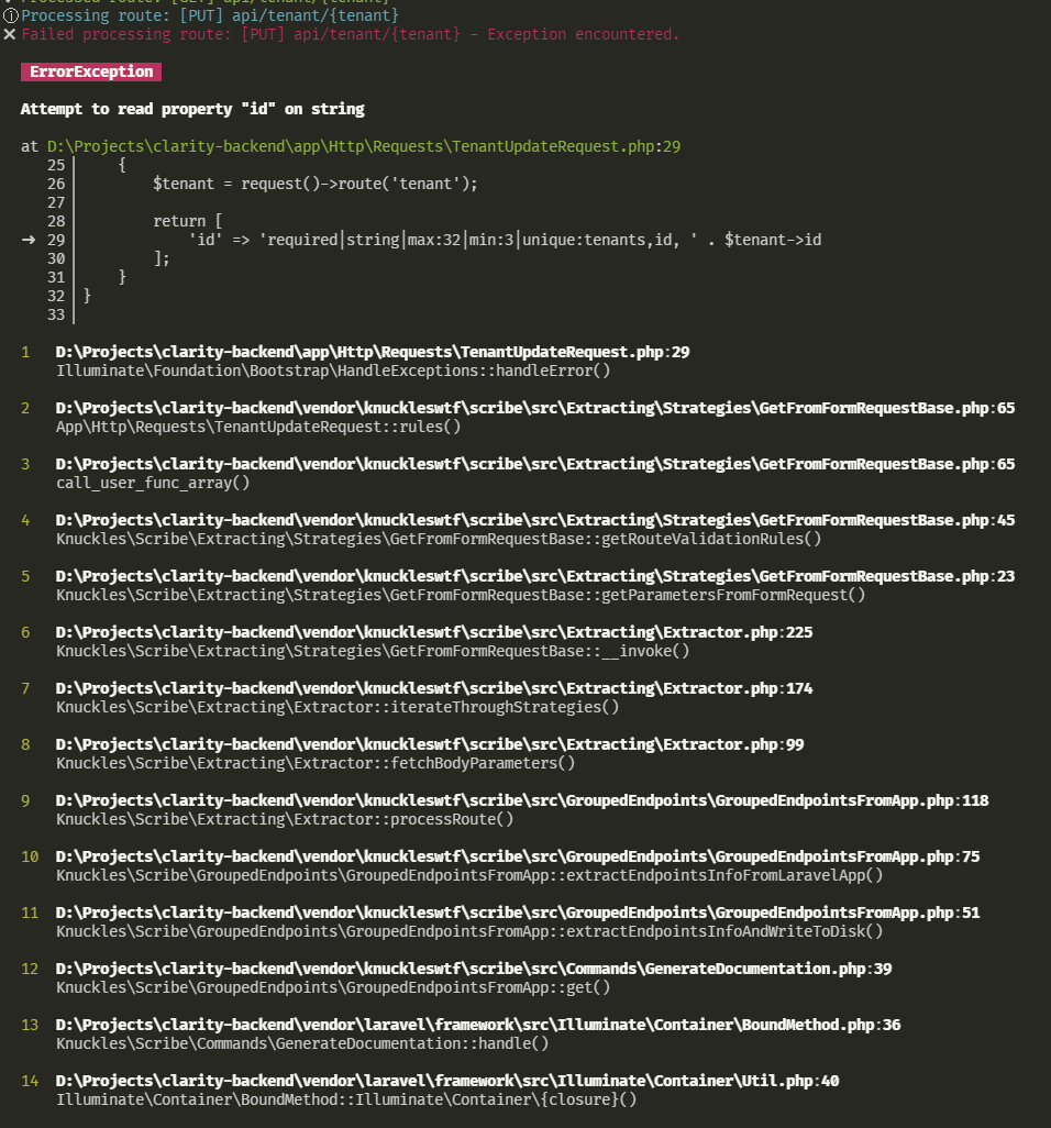 Route model binding issue on Request · Issue #296 · knuckleswtf/scribe · GitHub